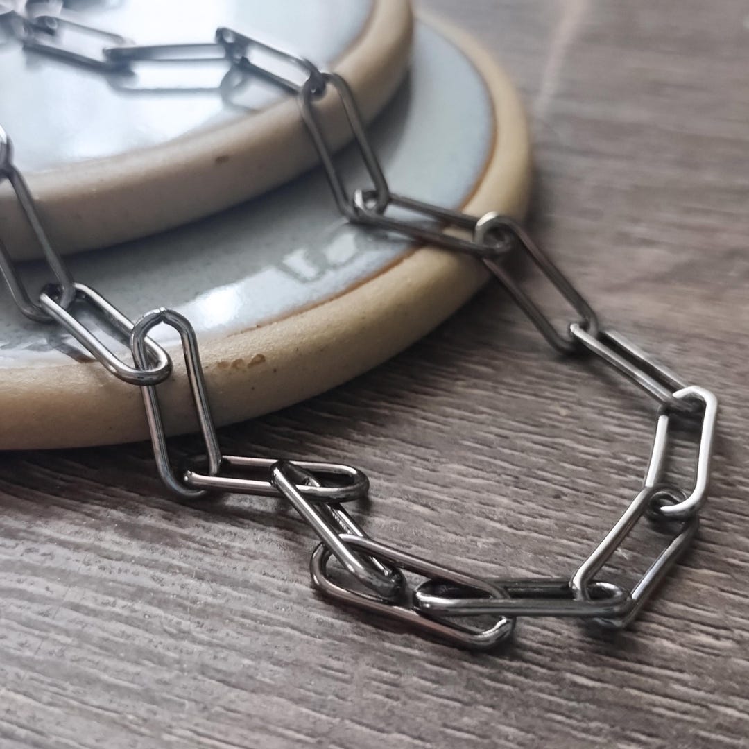 Handmade Gunmetal Paperclip Chain Necklace: Unisex Layered Choker - Etsy