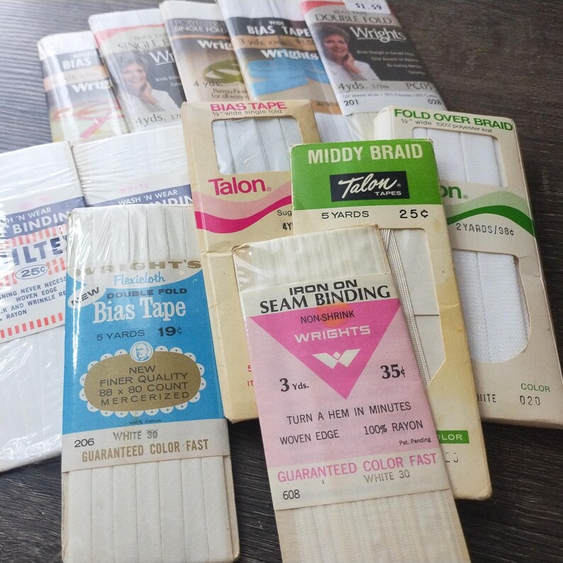 Vintage White Bias Trim: 12pc Wrights Boiltex Sewing Notions - Etsy