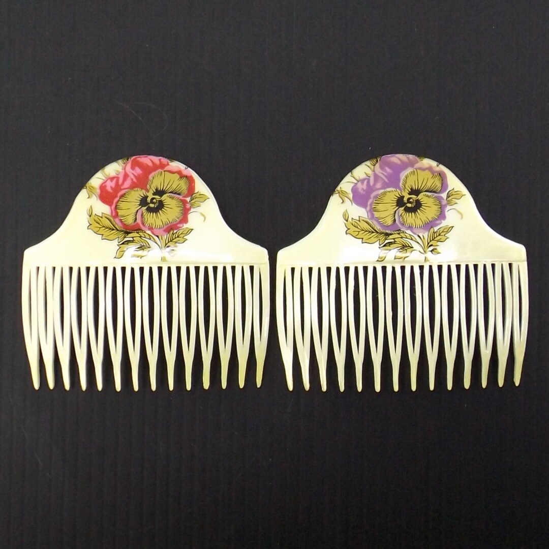 80s NOS Vintage Side Hair Comb Pansy Floral Flowers Solid - Etsy