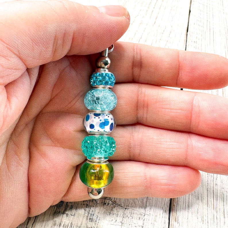 Tumbler Charm for Cup Handle: Beaded Light Blue Accessory - Etsy