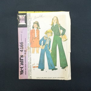 70s Vintage Girls Sewing Pattern Mccalls 4166 Child Size 12 Unlined ...