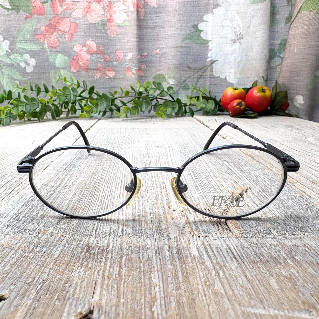 Round Satin Metallic Blue Eyeglass Frames Only 90s Deadstock Vintage ...