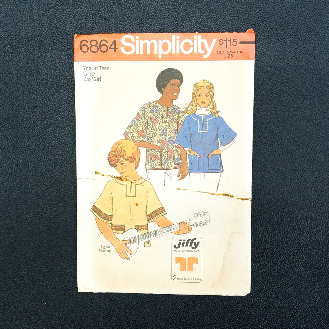 70s Vintage Teen Sewing Pattern Simplicity 6864 Young Junior Size Large ...
