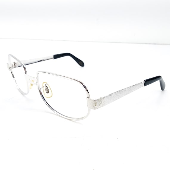 70s square eyeglasses vintage eye glasses brushed sil… - Gem