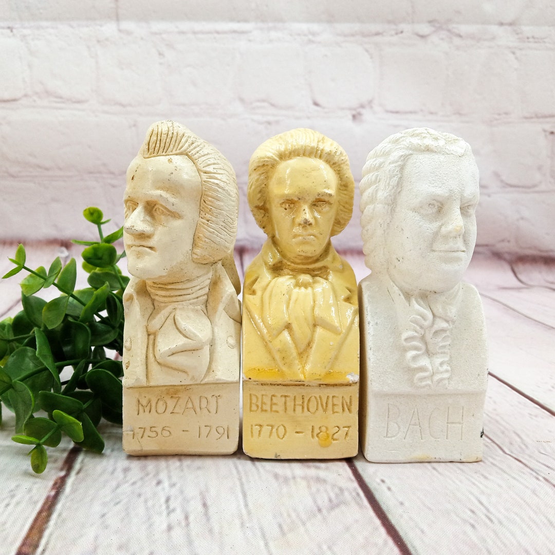 Vintage Miniature Busts of Famous Music Composers, Mozart, Beethoven ...