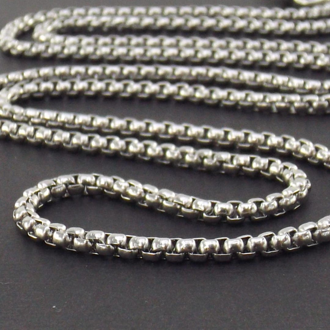 Unisex Stainless Steel Necklace Chain Round/square Link Chain Necklace ...
