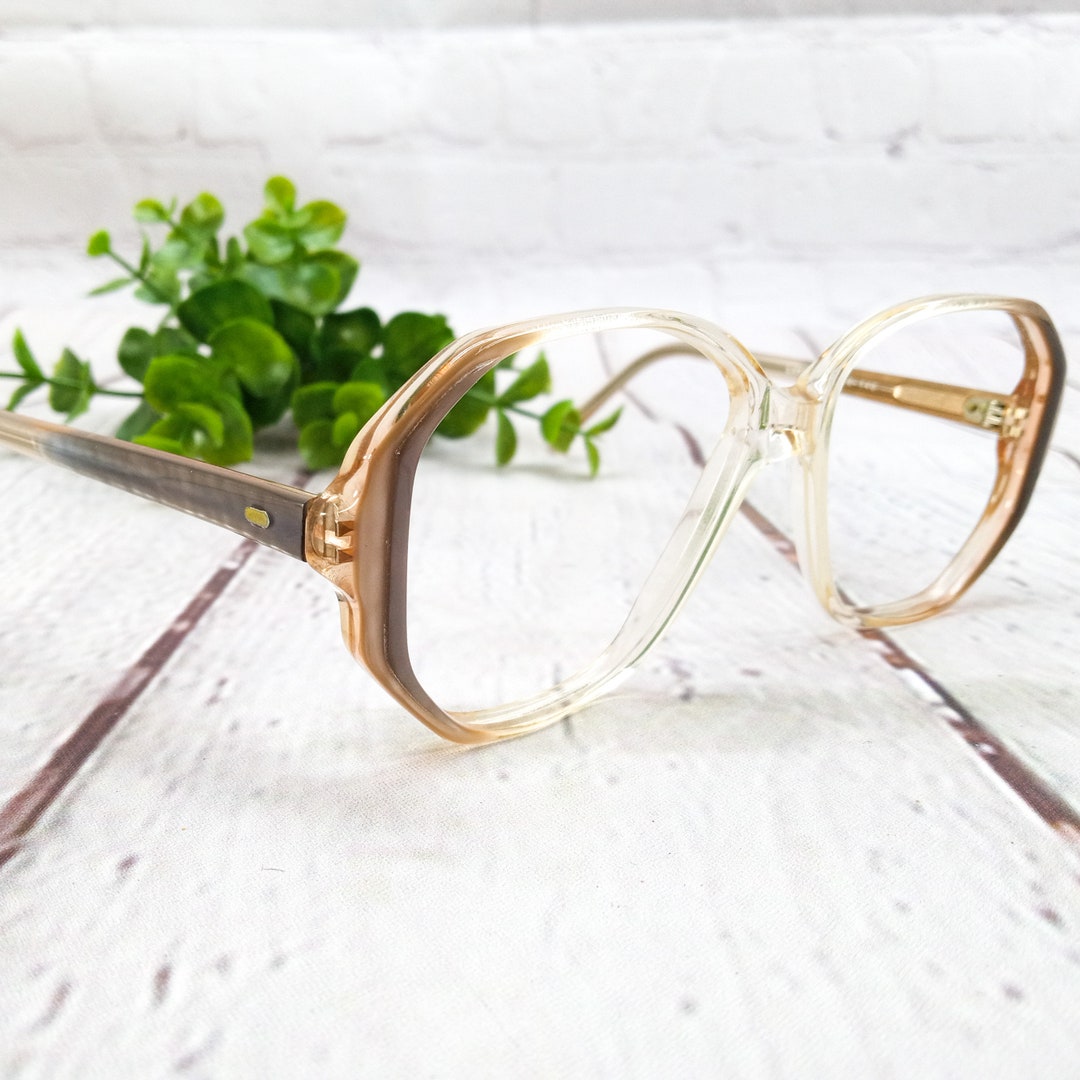 1980s Large Octagon Eyeglasses Pink Pearl Blue Vintage Eye Glasses ...