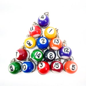 Personalized Pool Ball Keychain Keyring Number Accessories Solid or ...