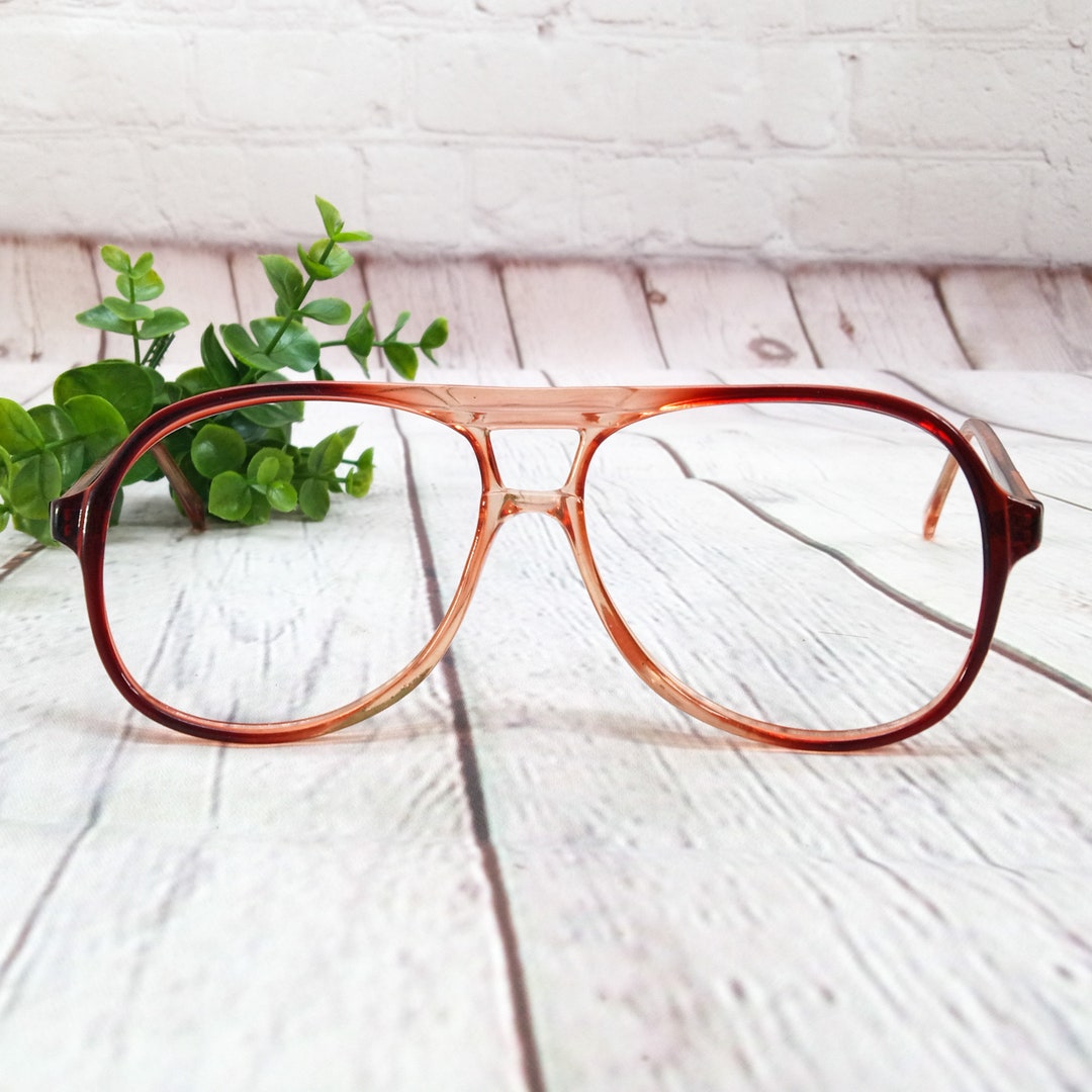 1980s Large Round Eyeglasses Wide Set Clear Brown Fade Vintage - Etsy