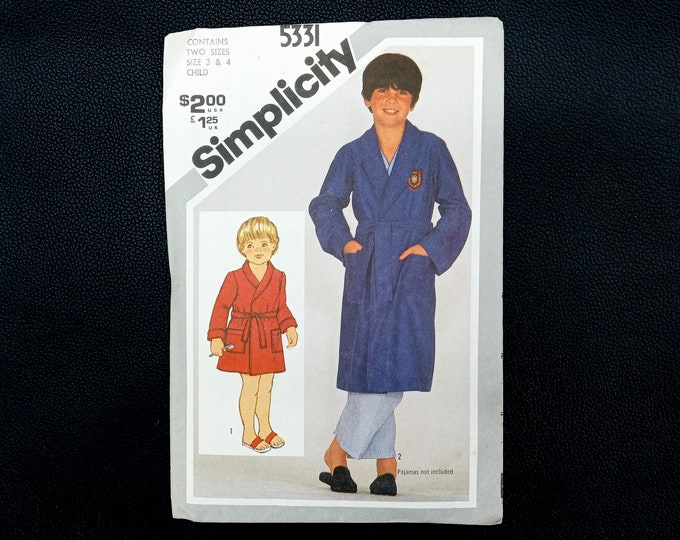 80s Vintage Simplicity Sewing Pattern 5331 Child/boys Robe, Size 3 and ...