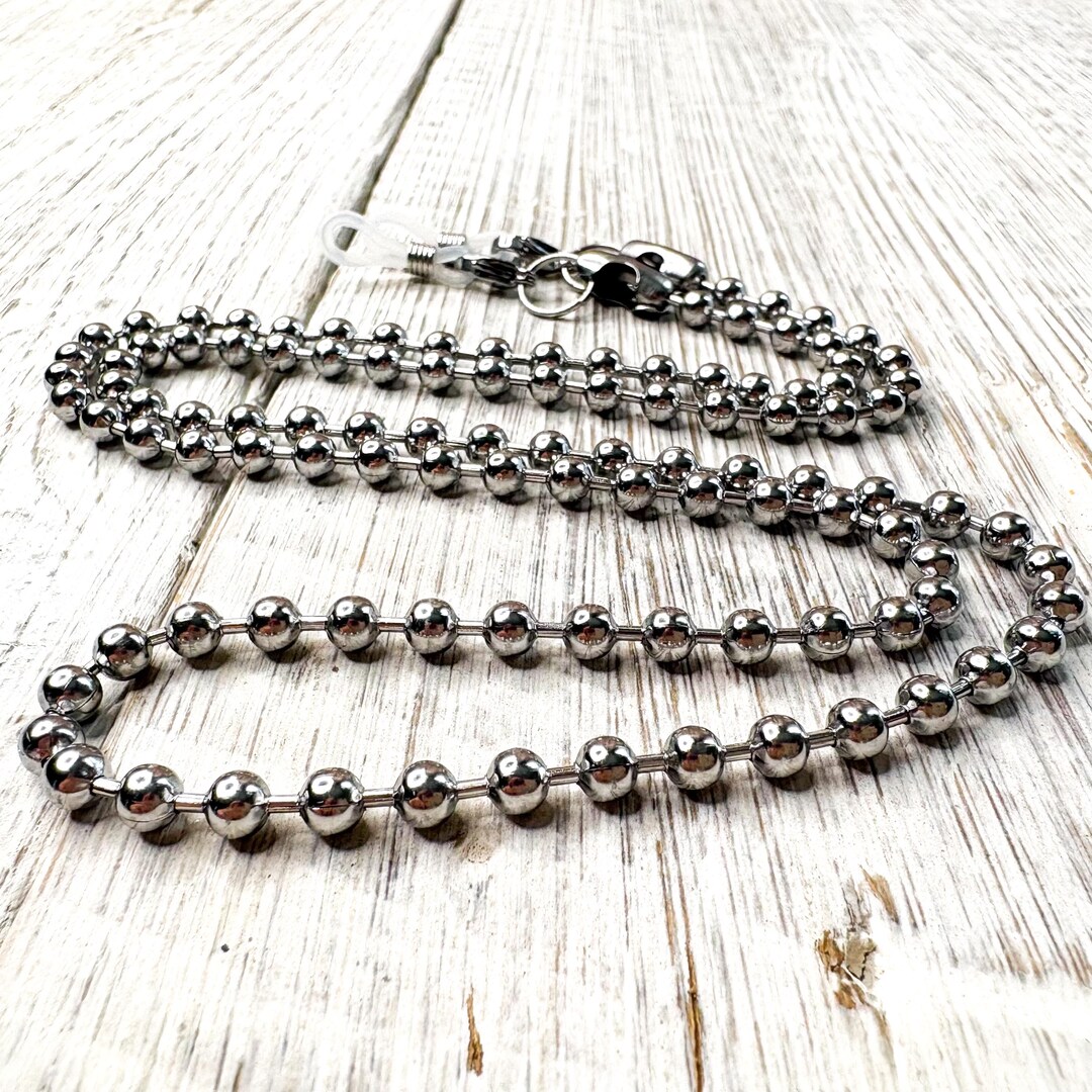 Chunky Stainless Steel Ball Eyeglass Chain | Earbuds Loop Chain | Large ...