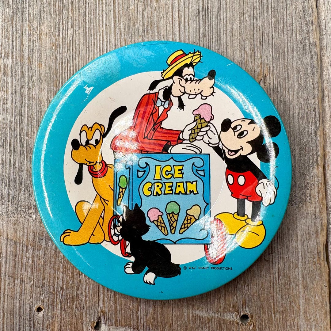 Walt Disney Tin Plate Dish Mickey Mouse Pluto Goofy Ice Cream - Etsy