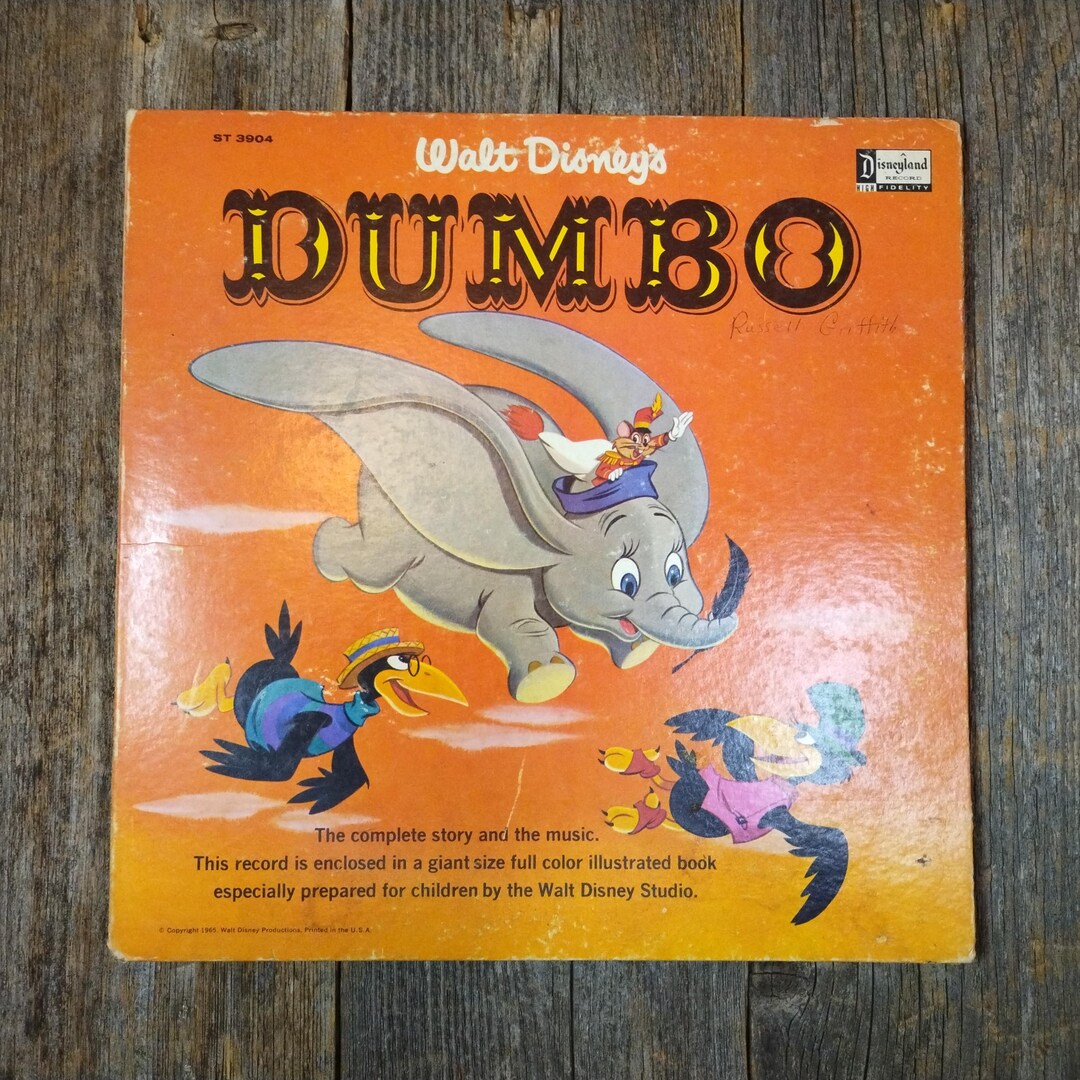 1965 DUMBO Vinyl Record With Storybook Read-along Story Book and Songs ...