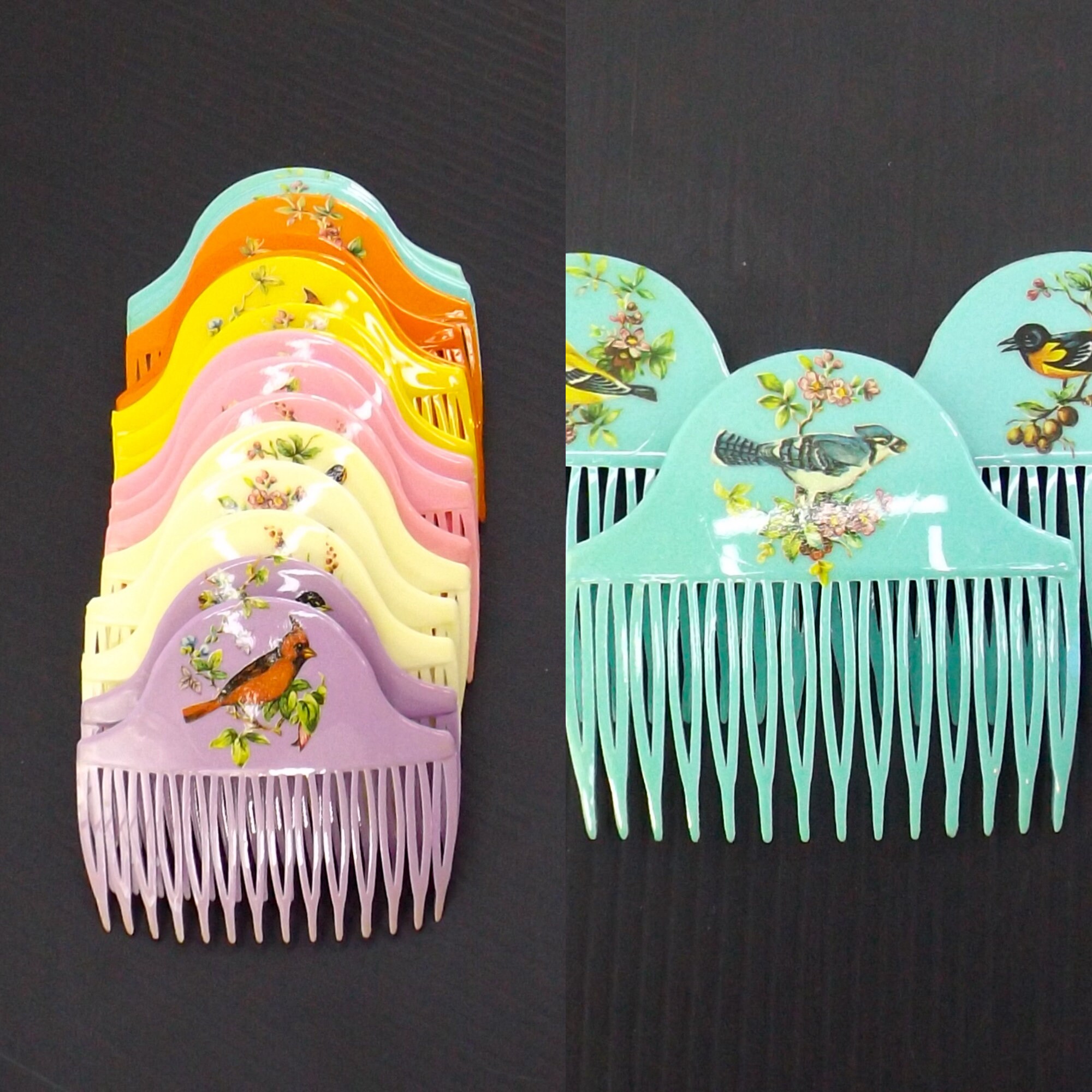 Vintage NOS 80s Side Hair Comb Birds Solid Pastel Colors | Etsy