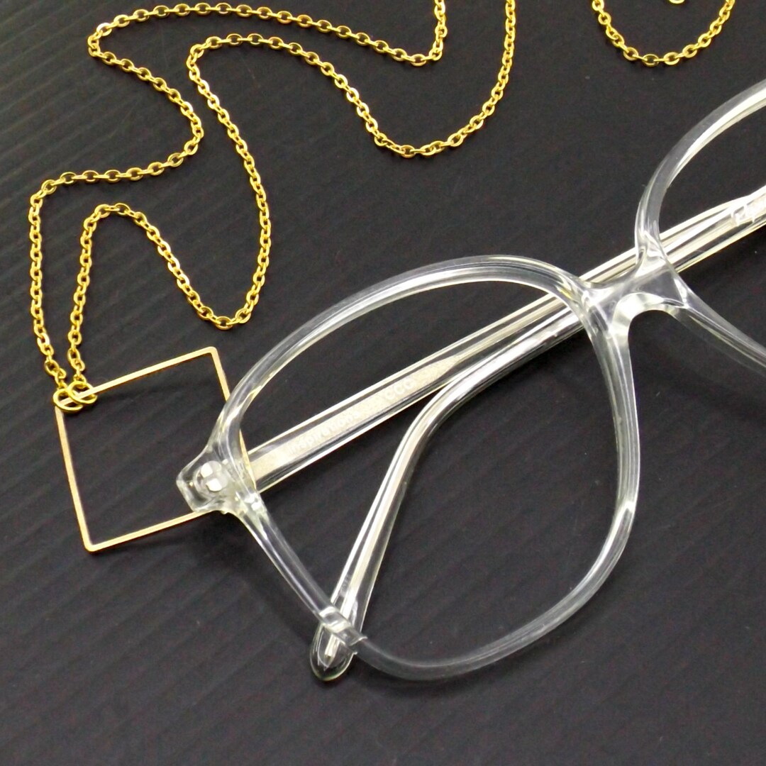 Gold Square Eyeglass Chain Lanyard Loop | Sunglasses Chain Necklace for ...