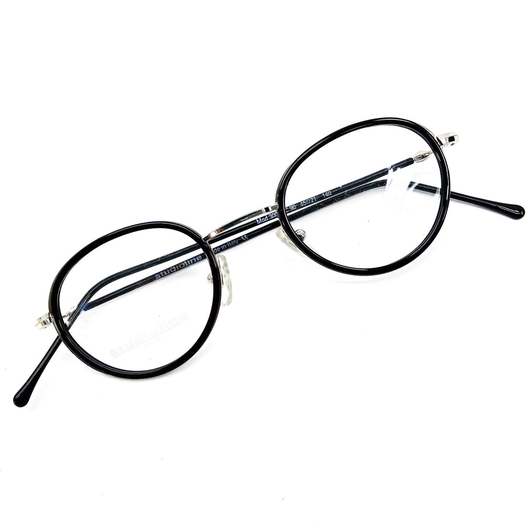 90s Large Round Eyeglasses Vintage Eye Glasses Black Rimmed Eyeglass ...