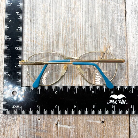 Vintage Round Eyeglass Frames: Blue & Gold, Unisex 90… - Gem