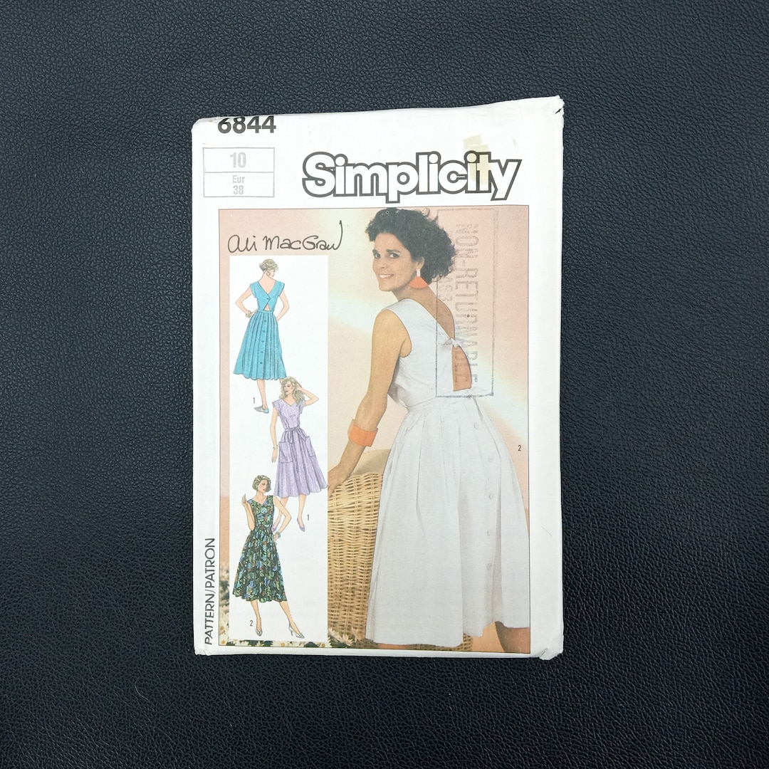 80s Vintage Womens Sewing Pattern Simplicity 6844 Miss Size 10 Easy to ...