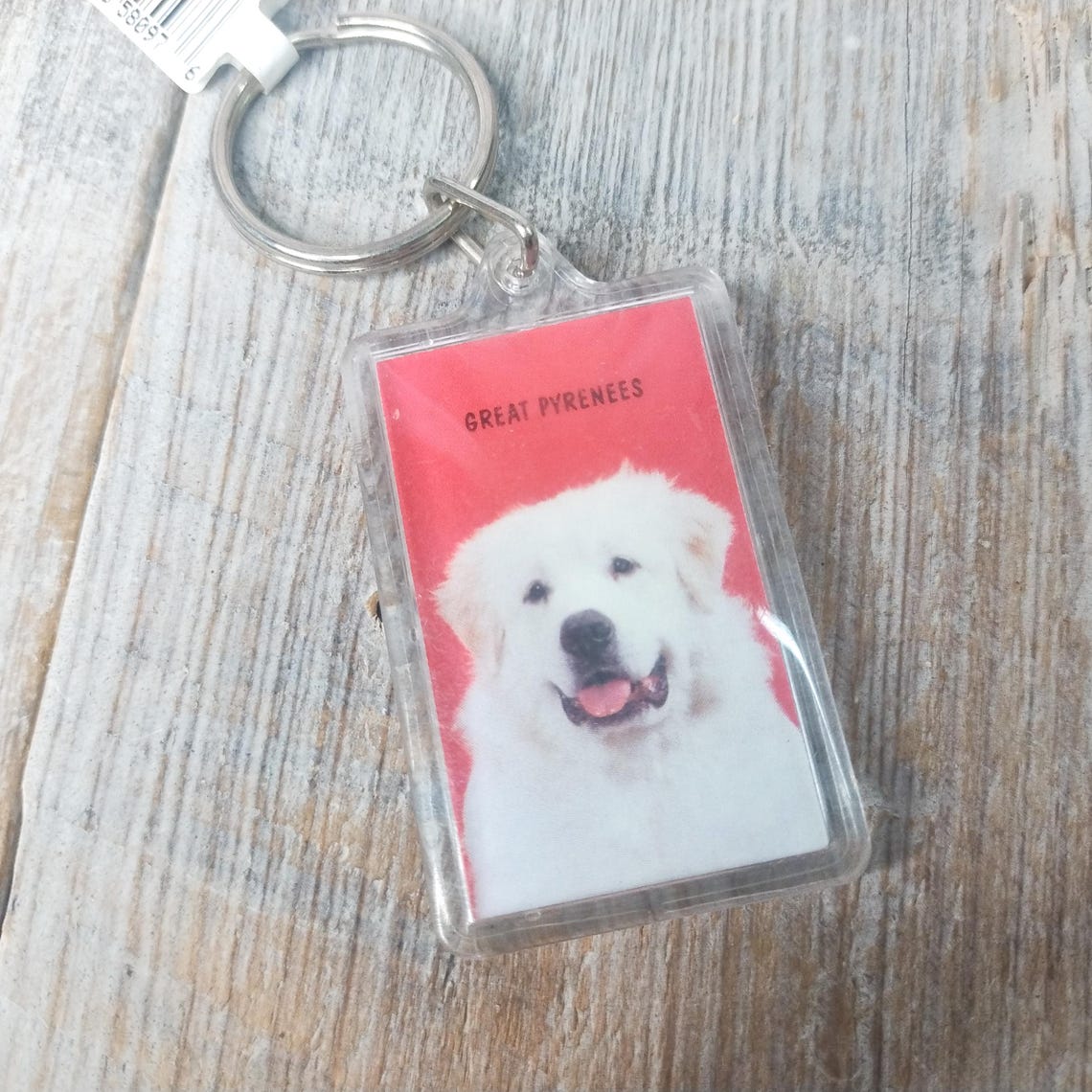 Vintage Pyrenees Keychain, Swibco Acrylic Dog Key Fob, 1980s Accessory ...