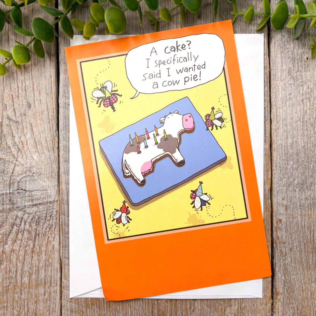 Vintage Greeting Card Cow Pie/cake Black Flies Blank Card American ...