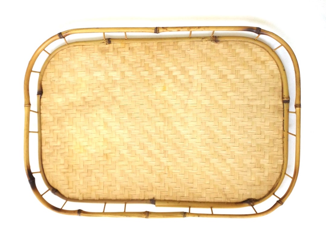 80s Vintage Bamboo Tray Serving Tray Tiki Bar Tray - Etsy