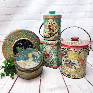 Vintage Decorative Tin Box Floral Design, Retro Storage Container - Etsy