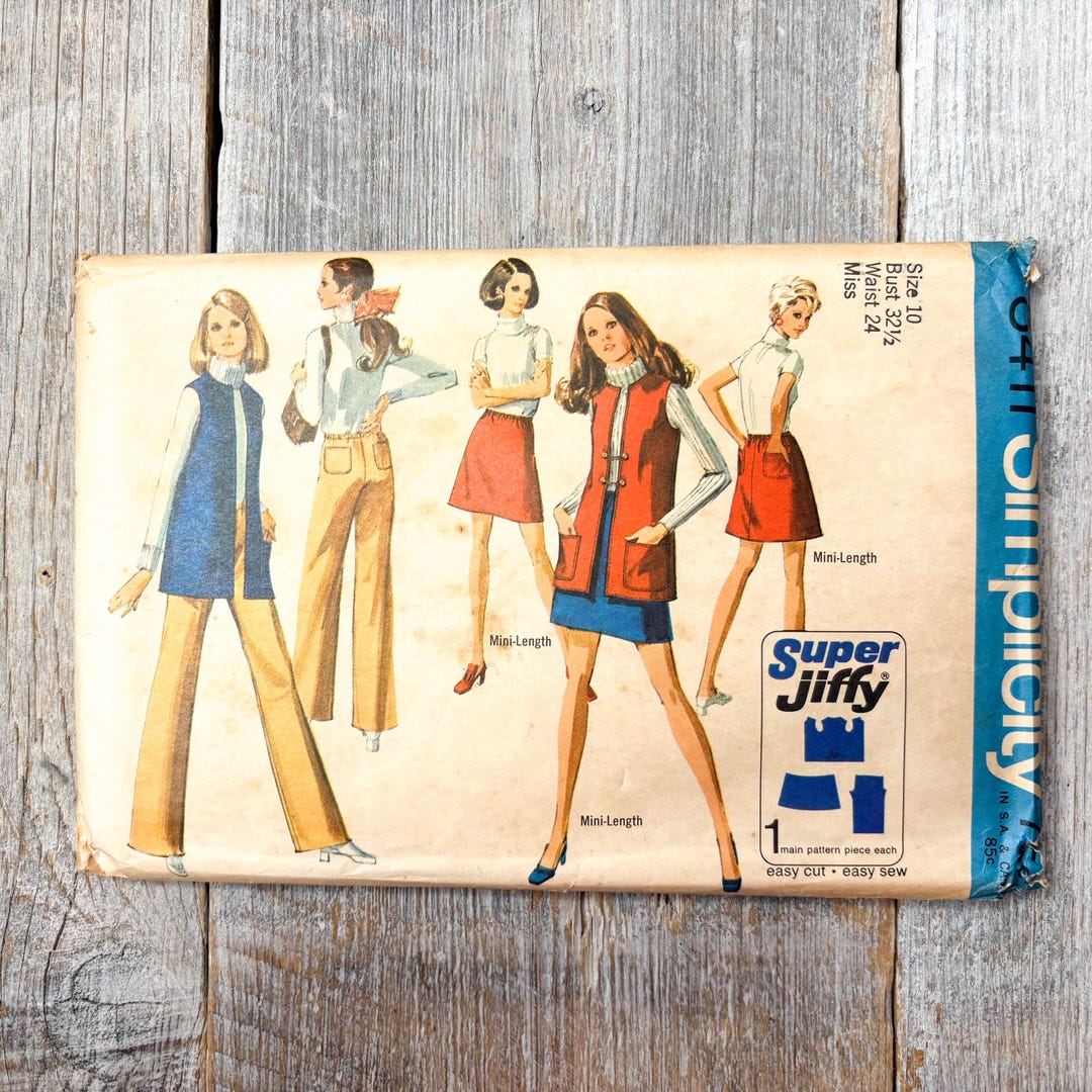 Vintage 70s Sewing Pattern: Simplicity 8411 Bell Bottoms, Mini Skirt ...