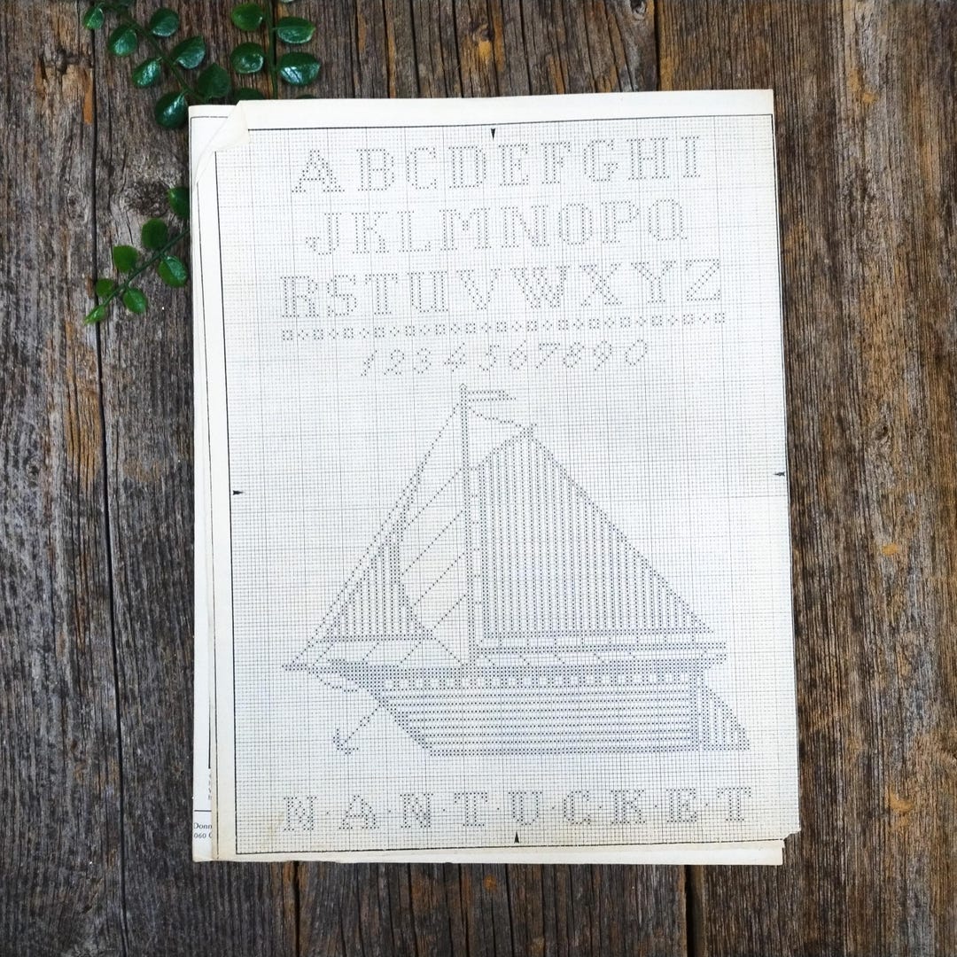 Nantucket Shipyard Cross Stitch Pattern: Vintage Boat Sampler - Etsy