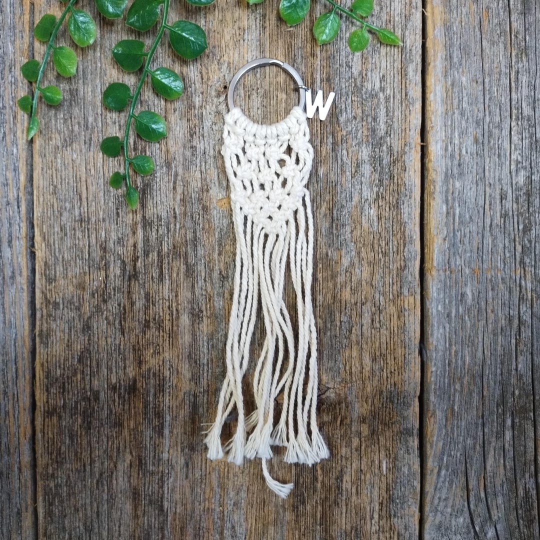 Braided Boho Macrame Keychain Personalized Keyring Neutral/natural ...