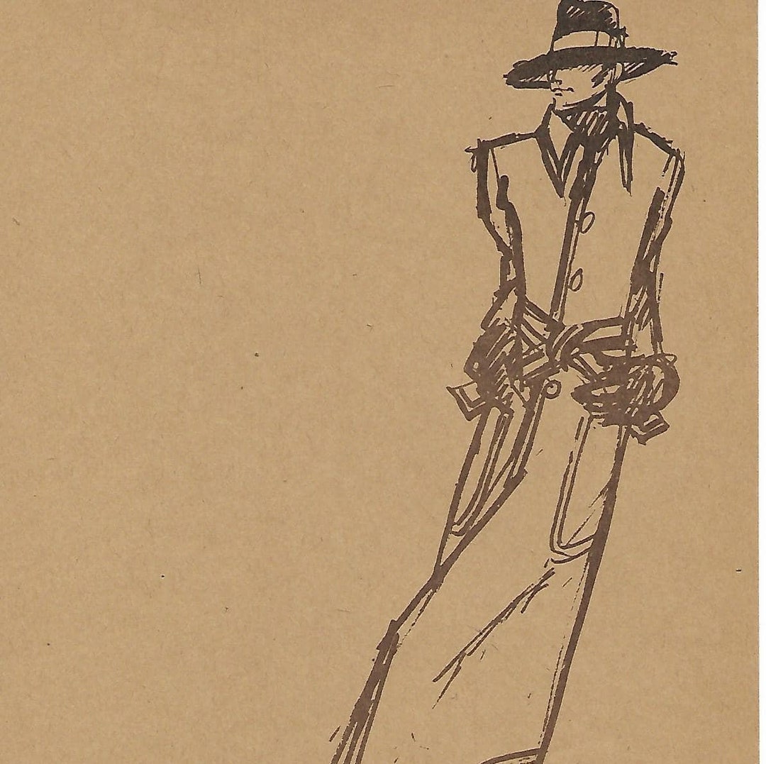 1970's Drawing Vintage Piatelli Fashion Sketch Man 7.5x6 - Etsy UK