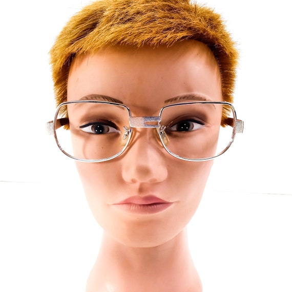 70s square eyeglasses vintage eye glasses brushed sil… - Gem