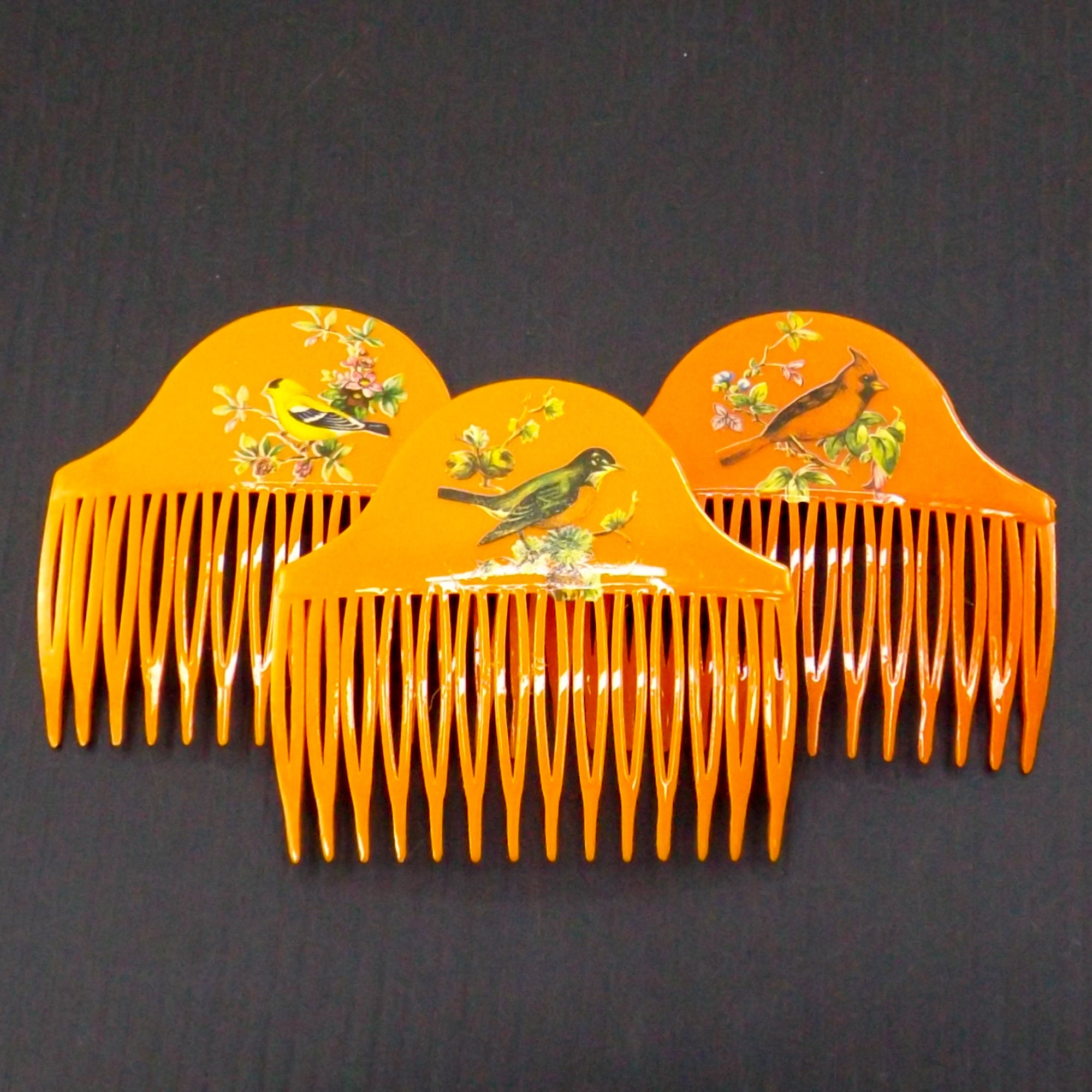 Vintage NOS 80s Side Hair Comb Birds Solid Pastel Colors | Etsy