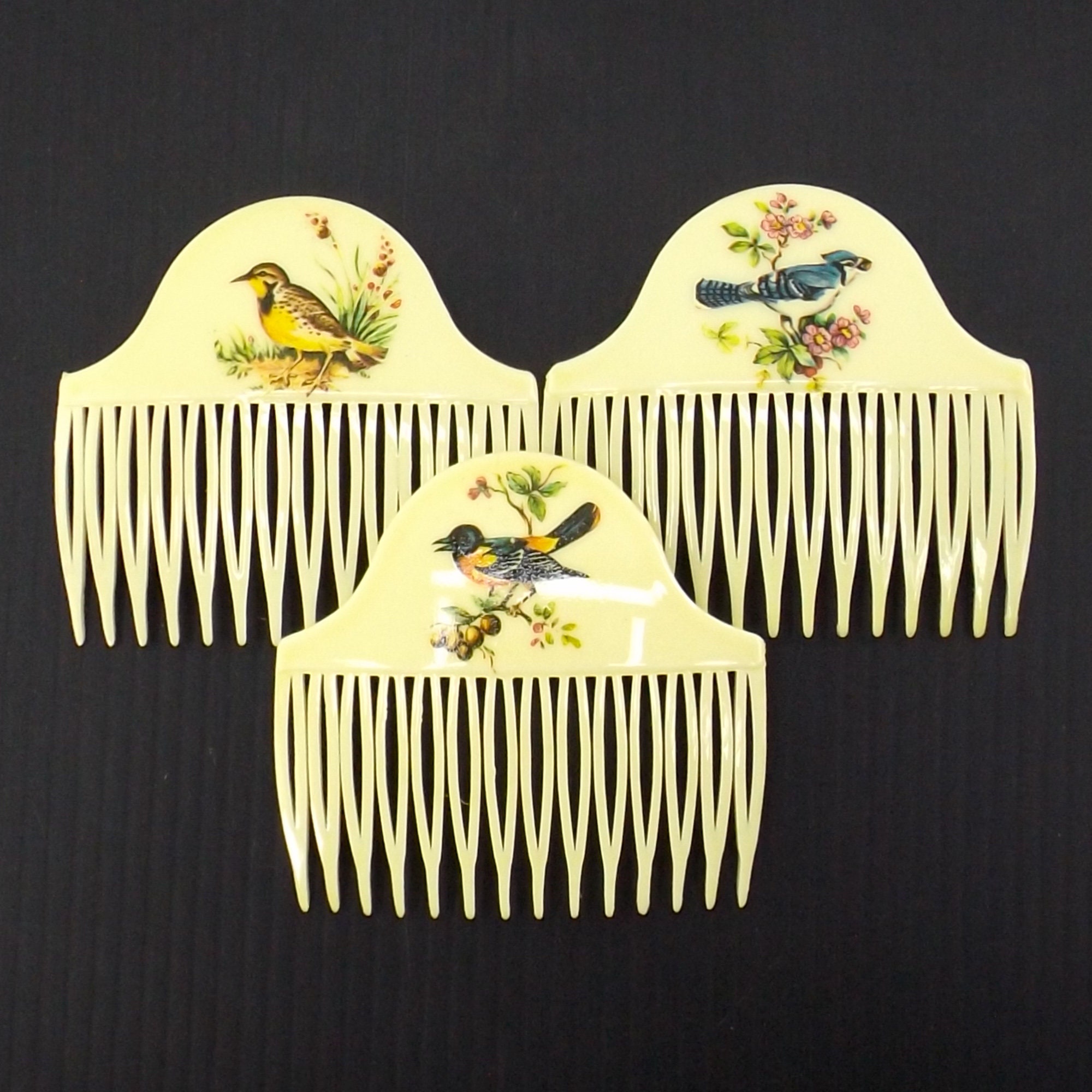 Vintage NOS 80s Side Hair Comb Birds Solid Pastel Colors | Etsy