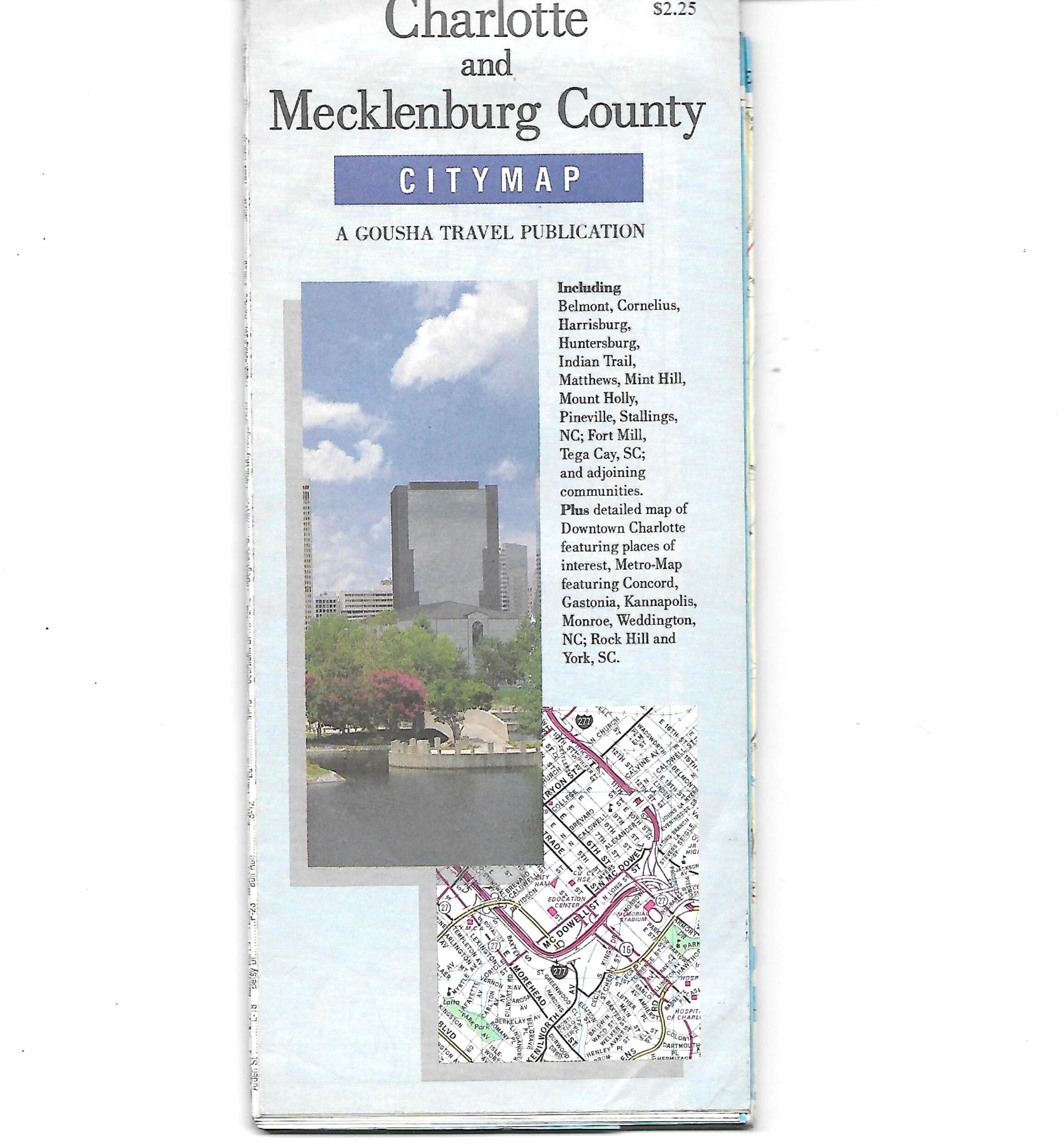 Vintage Charlotte South Carolina map city street map for | Etsy