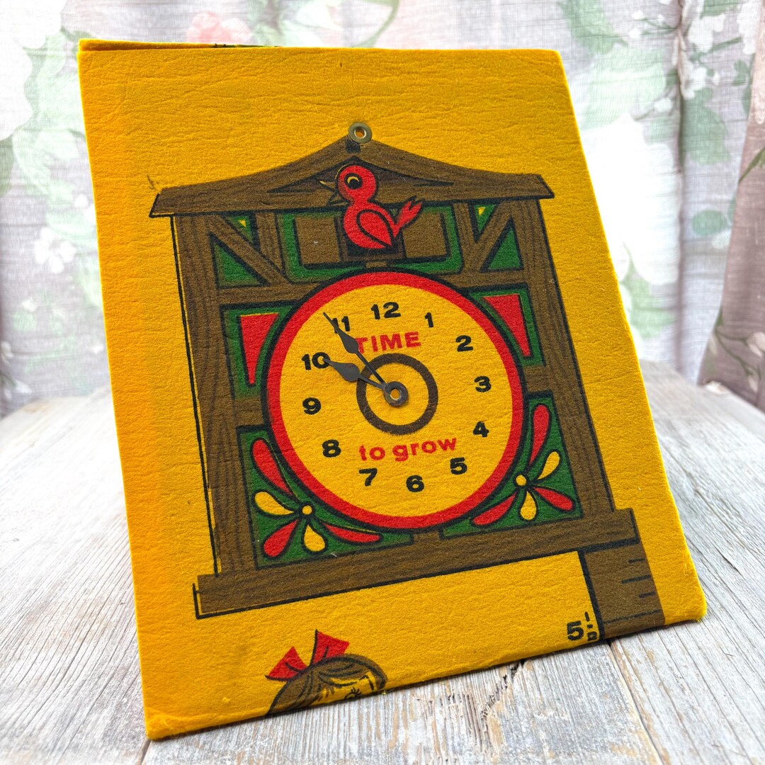 Vintage Yellow Felt Growth Chart for Kids: Time to Grow Clock - Etsy