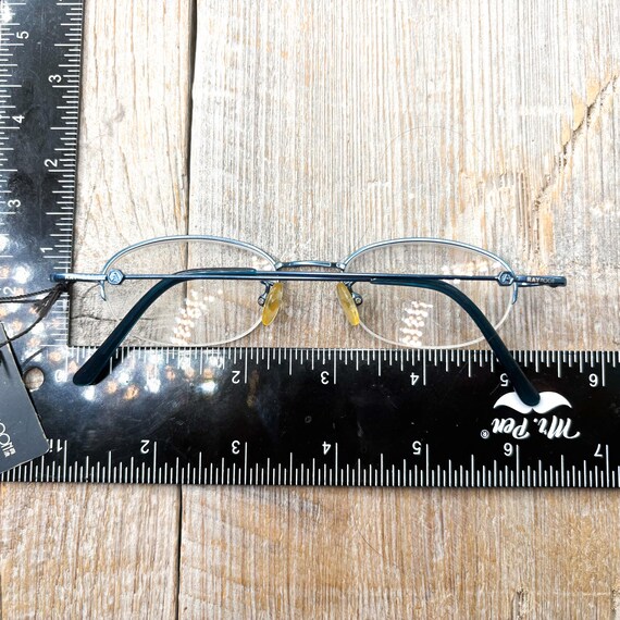 Vintage Metallic Blue Semi-Rimless Eyeglass Frames: 1… - Gem