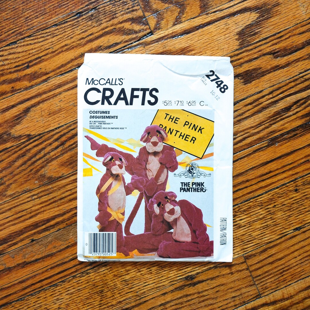 Vintage Pink Panther Costume Sewing Pattern Mccalls Crafts 2748 Adults ...