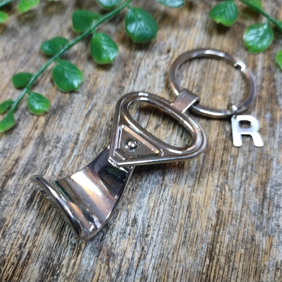 Personalized Initial Bottle Opener Keychain: Silver Beer Can Tab ...