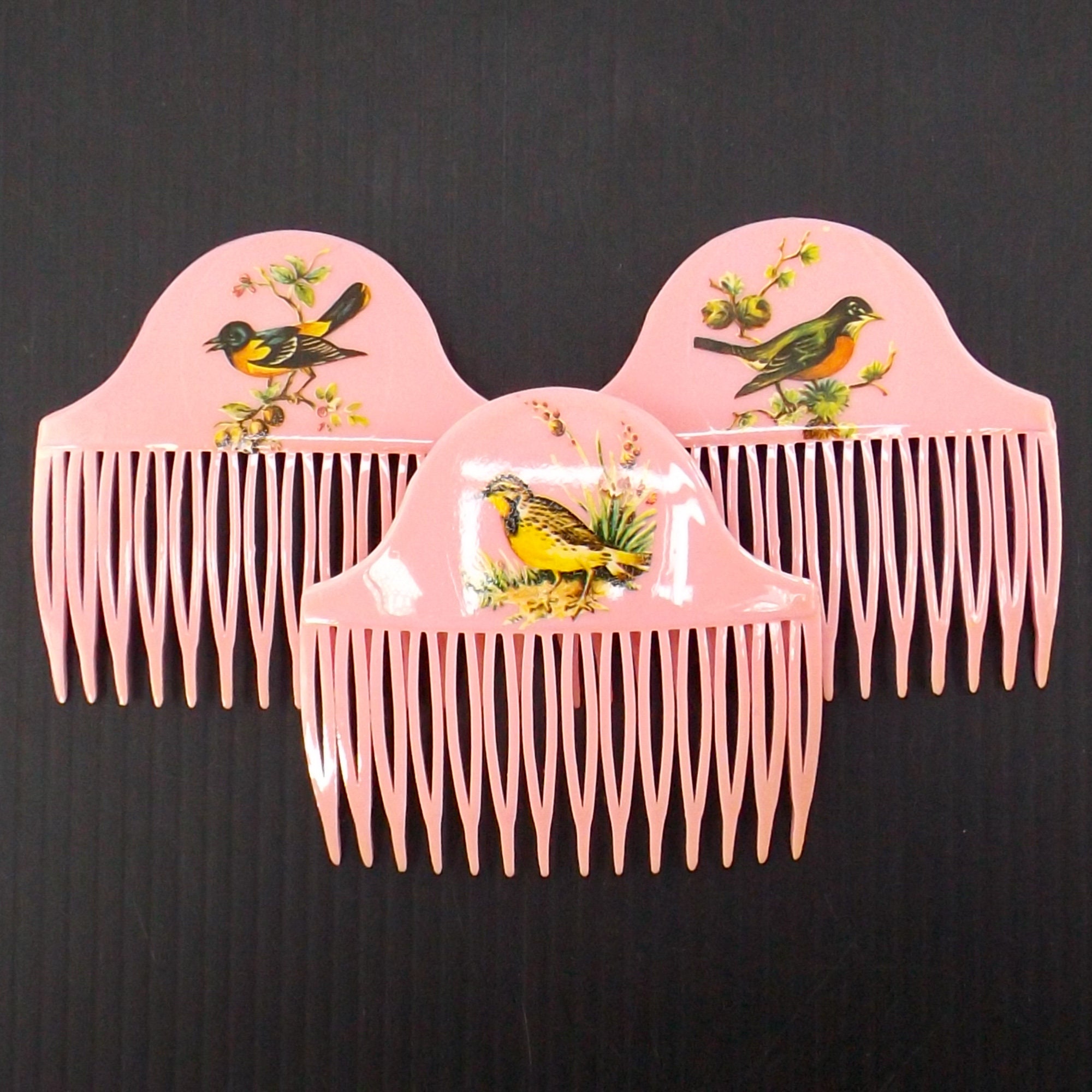 Vintage NOS 80s Side Hair Comb Birds Solid Pastel Colors | Etsy