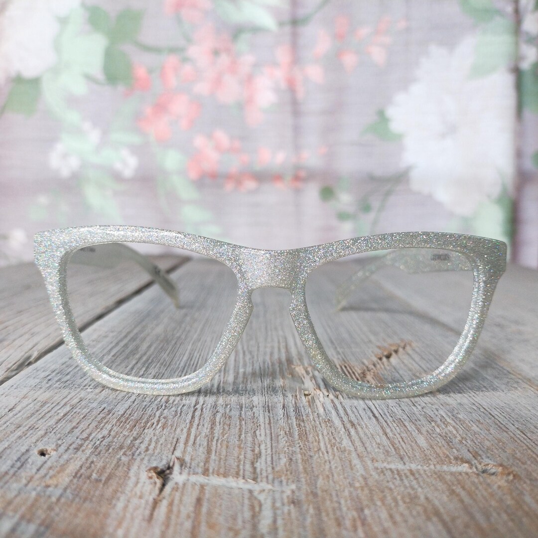 Round White Glitter Glasses Frames Only Costume/novelty/anime/fun/party ...