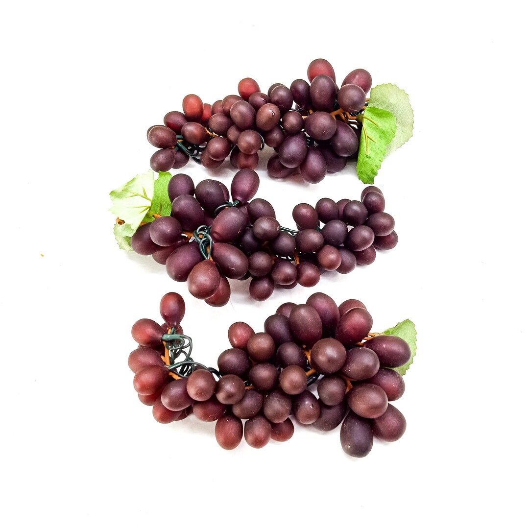 Vintage Artificial Grape Pod Cluster Three Sets of Purple Grapes Fake ...