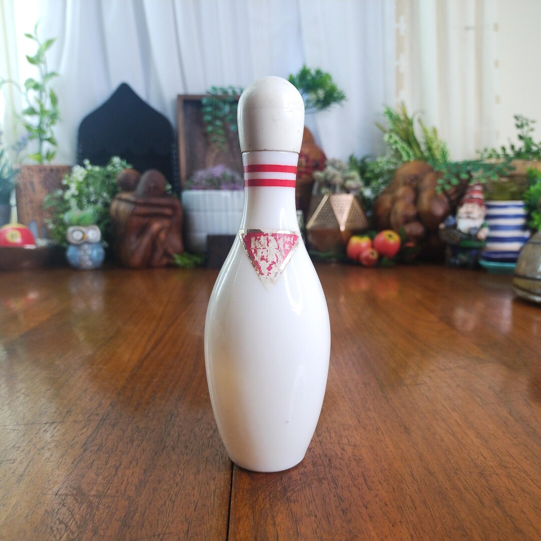 1970s Avon STRIKE Bowling Pin Aftershave Bottle: AMF White Glass Decor ...