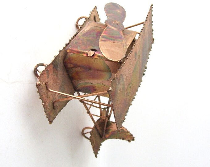 Vintage Copper Airplane Music Box Biplane Metal Decorative Home Decor ...