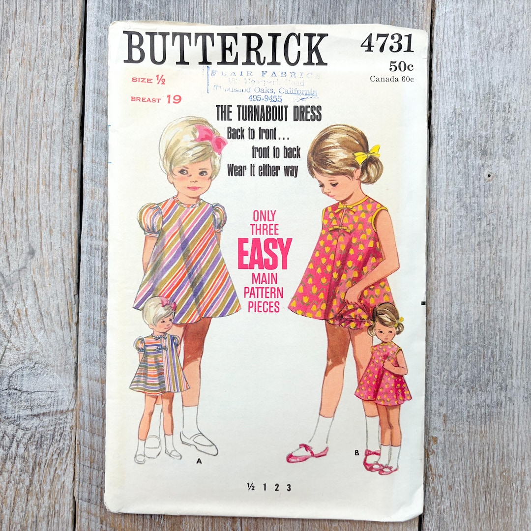 Vintage Butterick Sewing Pattern 4731: Toddler/girls Dress Size 1/2 - Etsy