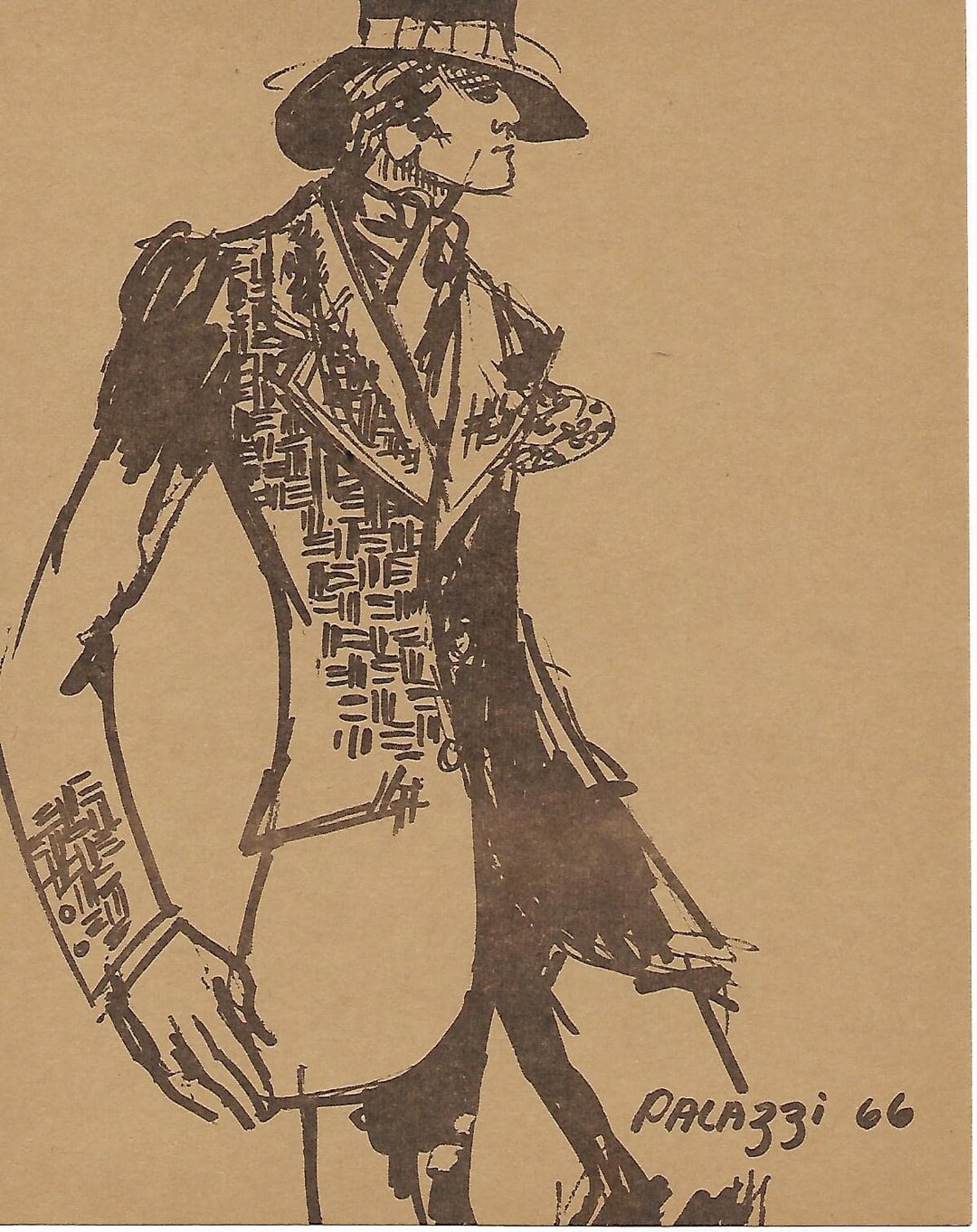 1970's Drawing Vintage Palazzi Fashion Sketch Man 7.5x6 Vintage70's ...