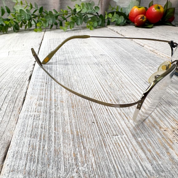 Semi-rimless bronze wire eyeglass frames only nos vin… - Gem
