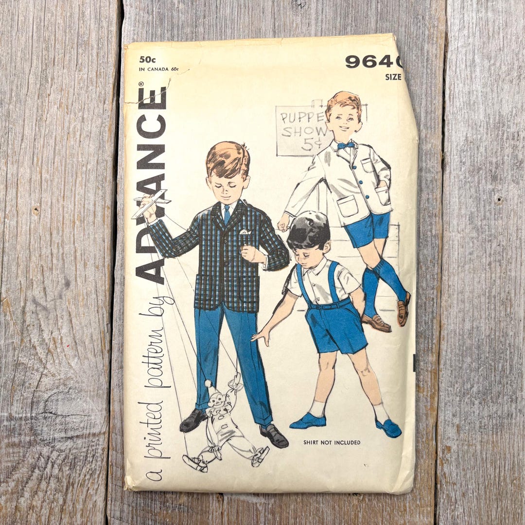 Vintage 1940s Boys' Sports Jacket Sewing Pattern: Advance 9640, Size 2 ...