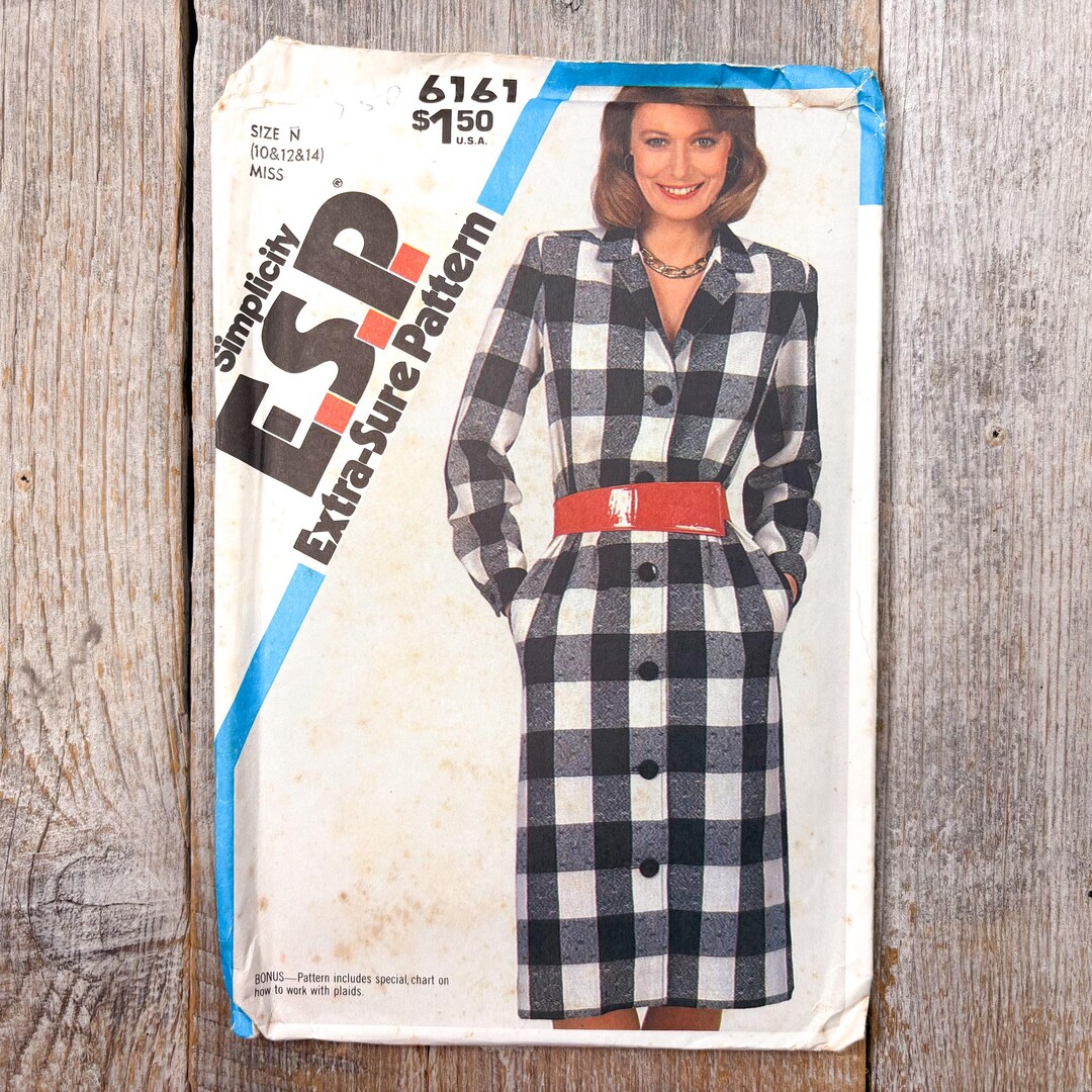 Vintage Simplicity 6161 Sewing Pattern: Women's Button Front Dress ...