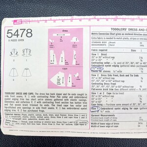 70s Vintage Toddler Sewing Pattern Simplicity 5478 Size 3 Dress and ...
