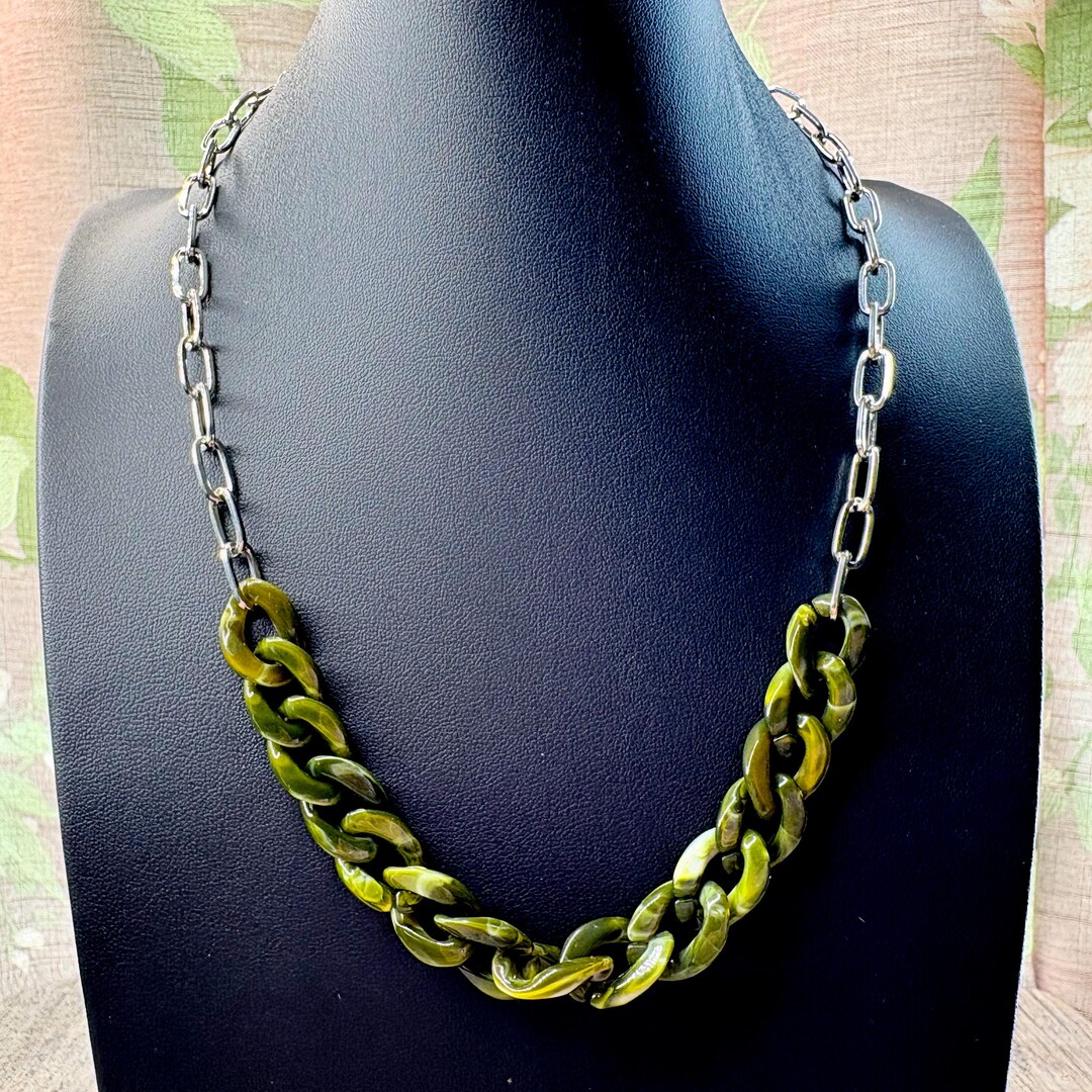 20" Chunky Acrylic Chain Necklace Mixed Oversized Chain Womens Jewelry ...